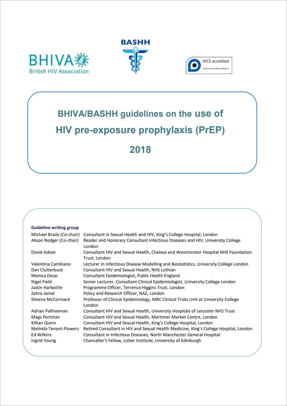 BASHH/BHIVA guidelines on the use of HIV pre-exposure prophylaxis (PrEP ...