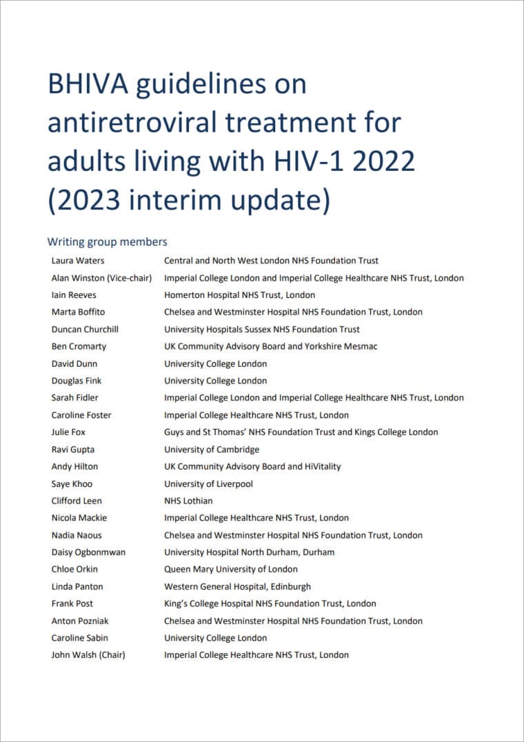 BHIVA guidelines on antiretroviral treatment for adults living with HIV ...