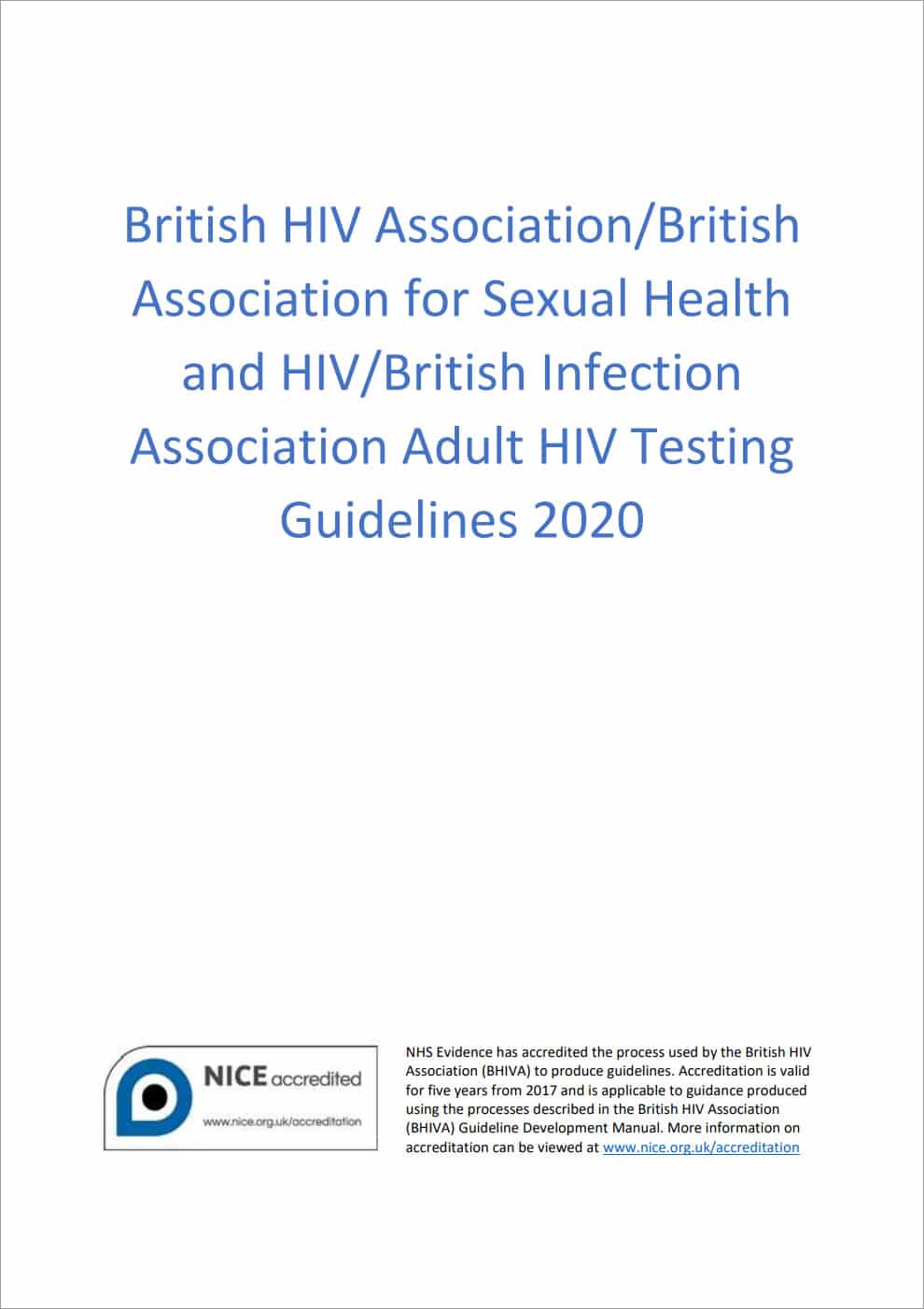 BHIVA/BASHH/BIA Adult HIV Testing guidelines 2020 – BHIVA